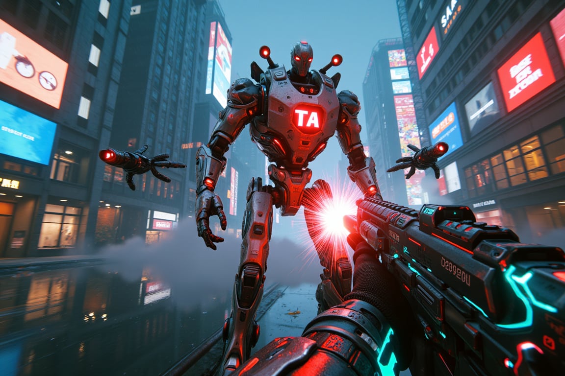 First-person POV of a cyberpun | image created by maehara | Tensor.Art