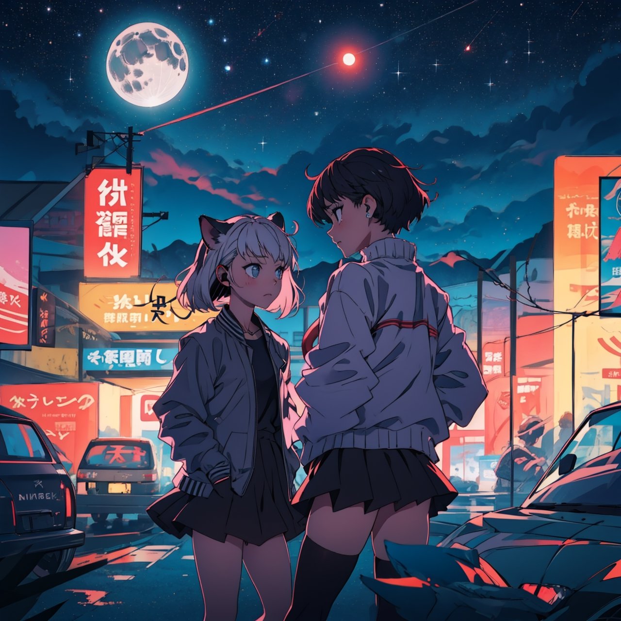 Nocturne.,city,dark sky,moon,s | image created by trapwoods | Tensor.Art