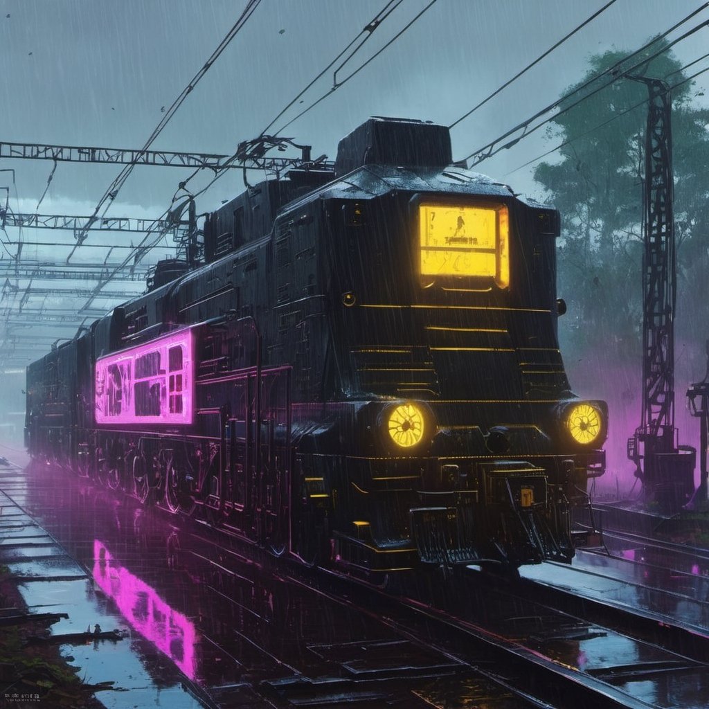 A cybernetic cyberpunk locomot | image created by Umbros | Tensor.Art
