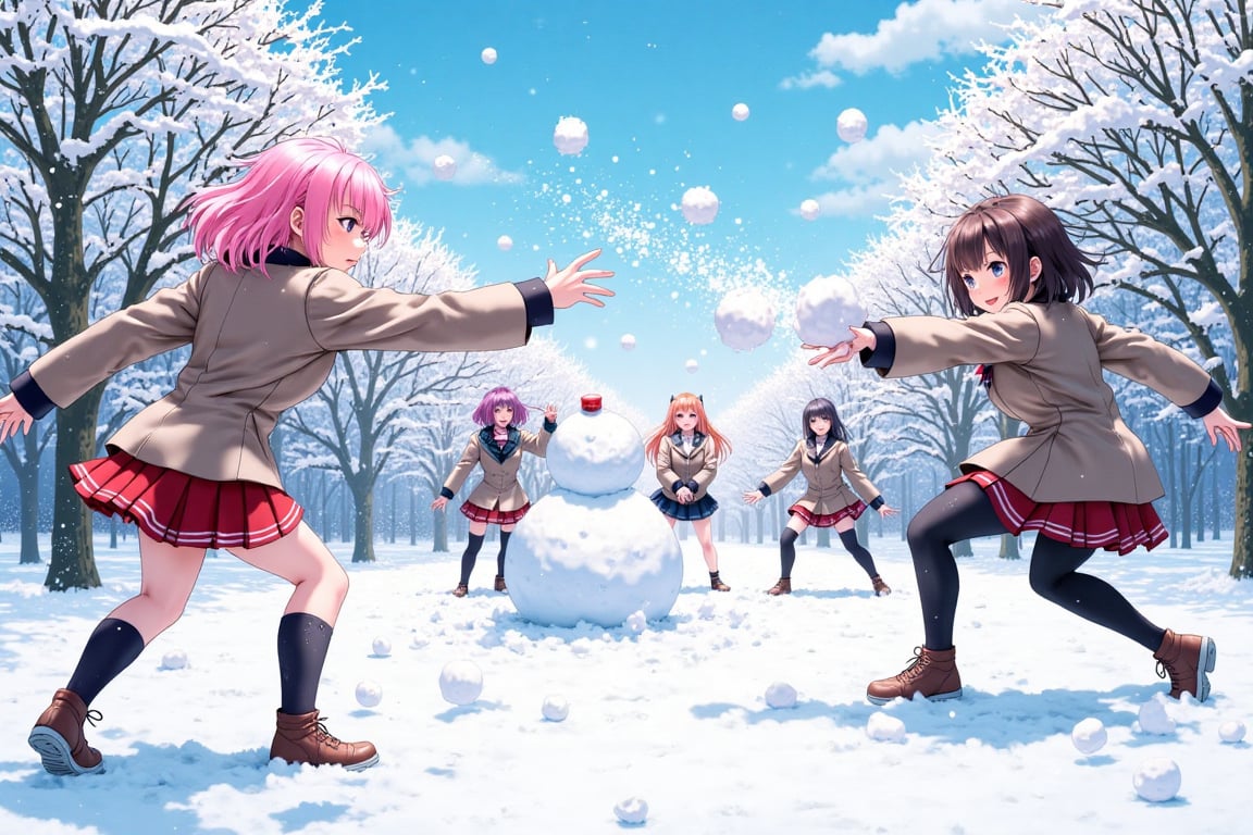 Daily theme Snowball fight | image created by Ai boo | Tensor.Art