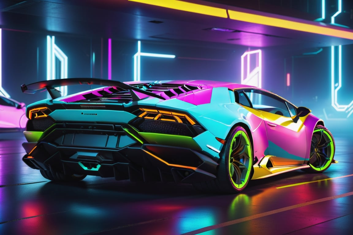 ((Lamborghini Huracán)), neon, | image created by Daghost68 | Tensor.Art