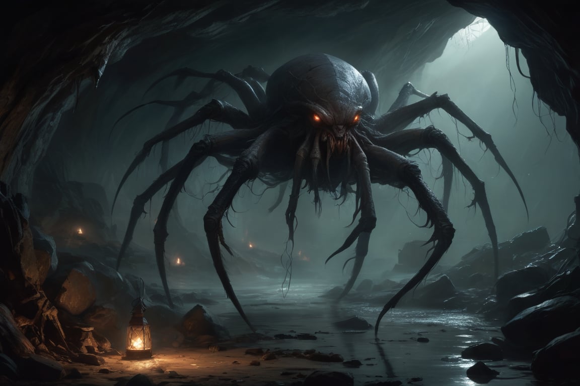 A dark, damp cave echoes with | image created by Chongas | Tensor.Art
