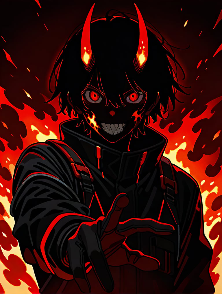 yandere fire man demon | image created by Evanyiz | Tensor.Art