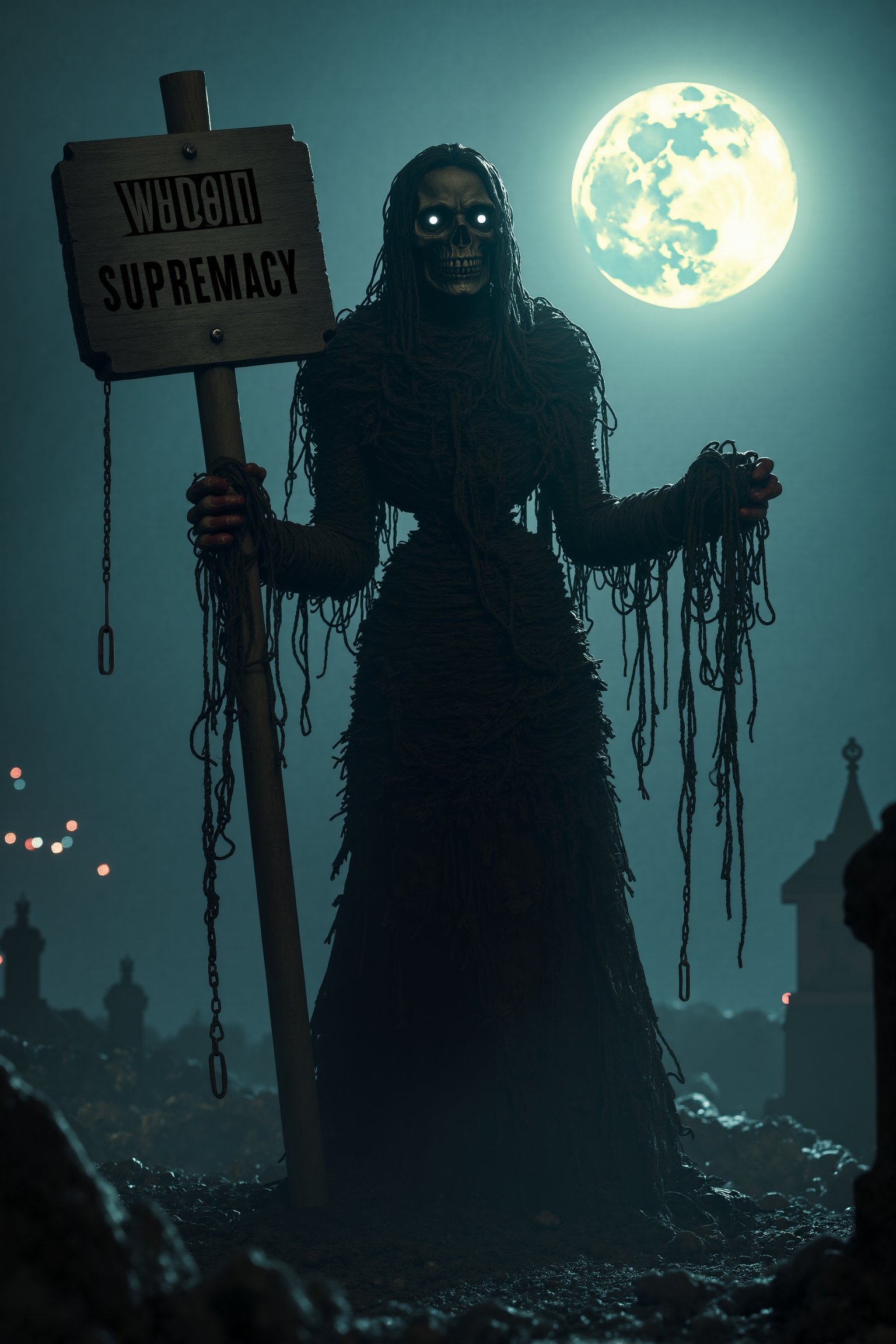 In a hauntingly lit graveyard, | image created by Untuned Paradox ...