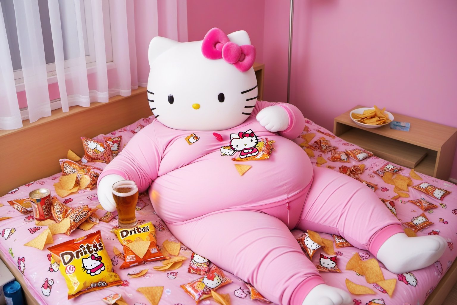 Photo of an obese Hello Kitty | image created by NobodyButMeow | Tensor.Art