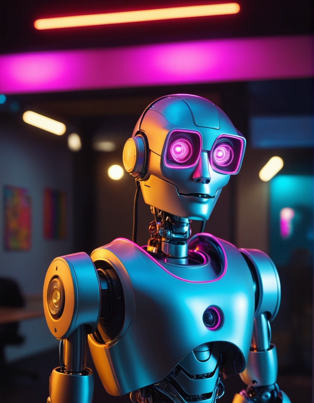 Night robots with neon filigre | image created by Ivan B.A. | Tensor.Art