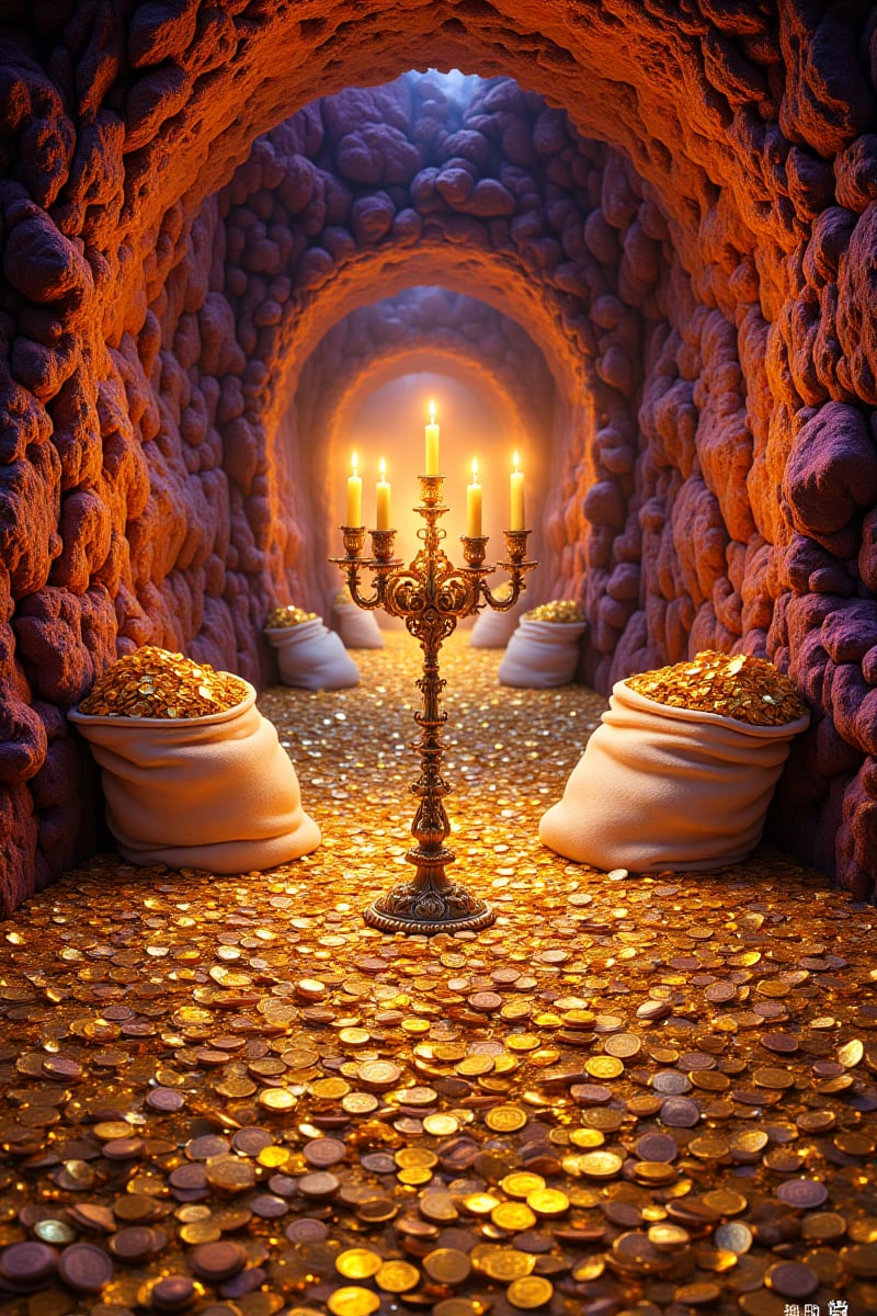 Cave interior, treasure hoard, | image created by tensifai | Tensor.Art