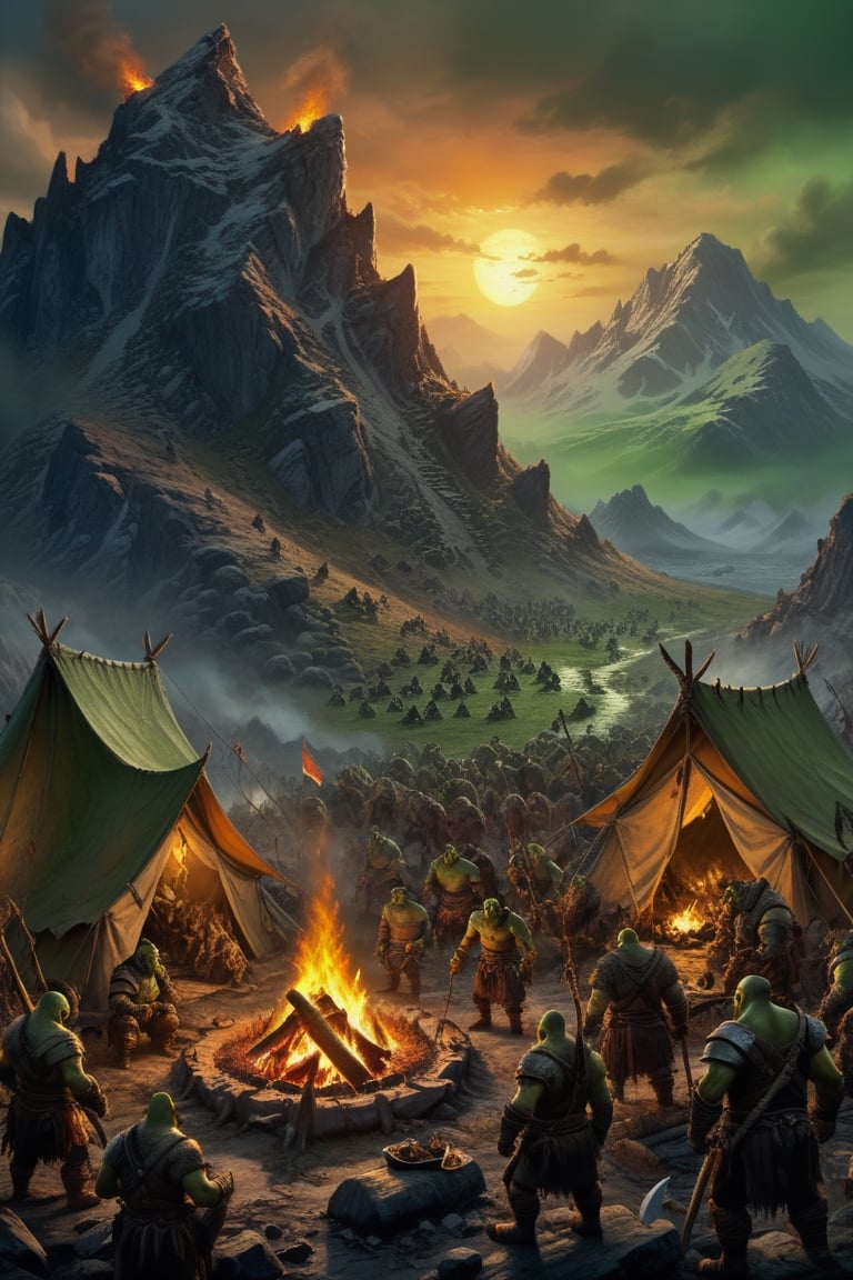 imagine an Orcish camp set in | image created by Stoke | Tensor.Art
