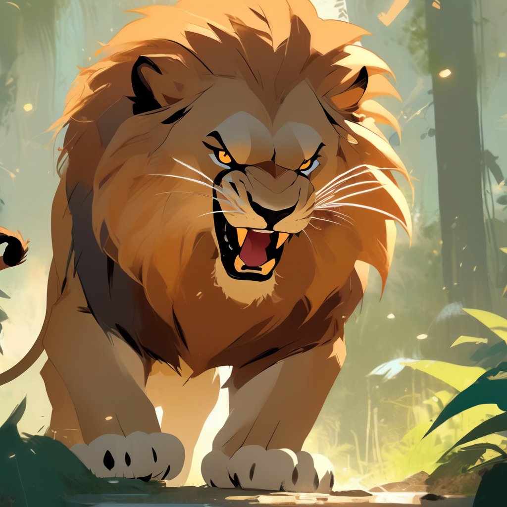 a roaring lion, angry, ready t | image created by Tavitaniko | Tensor.Art