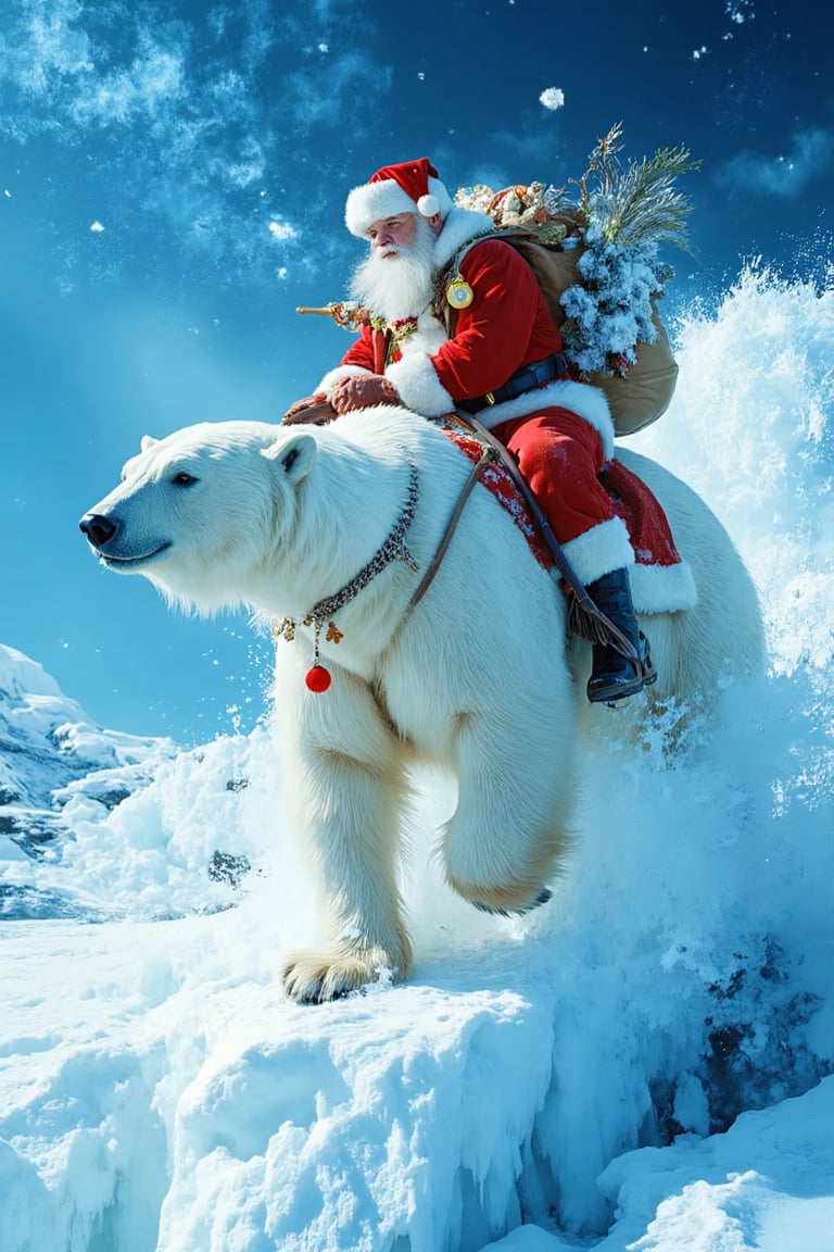 santa claus riding a polar bea | image created by Tavitaniko | Tensor.Art