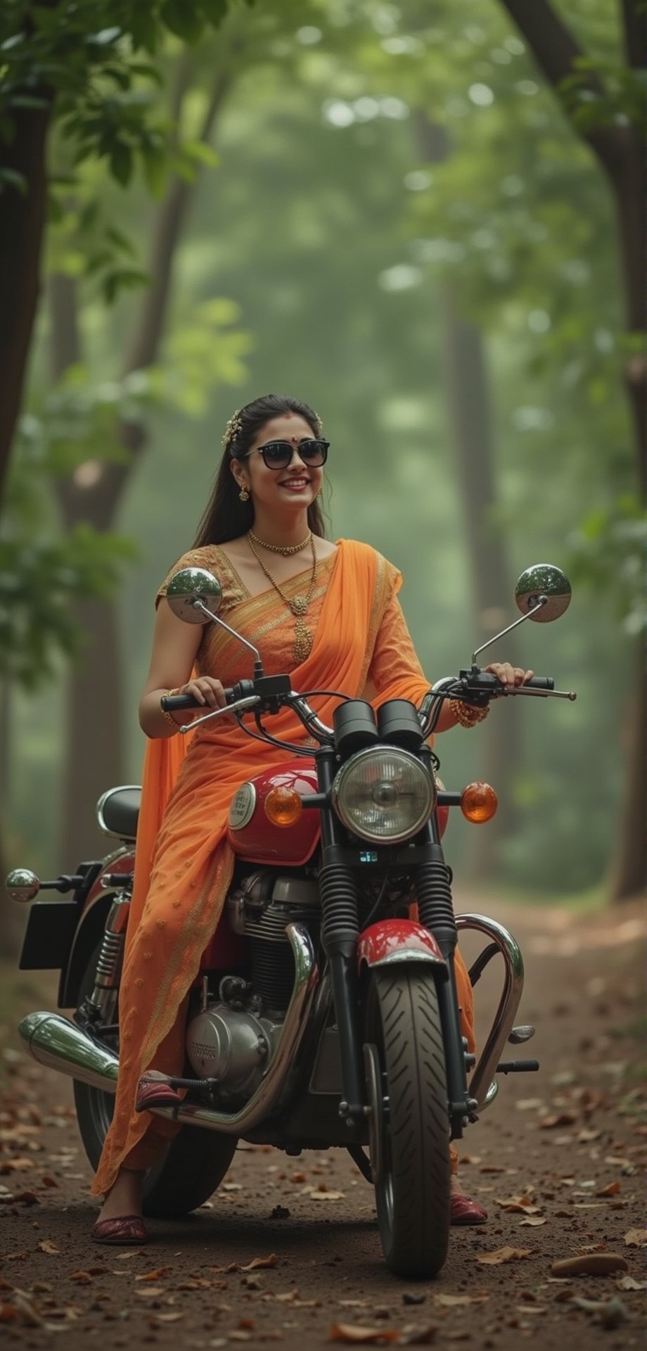 Indian woman on motorcycle | image created by arya | Tensor.Art