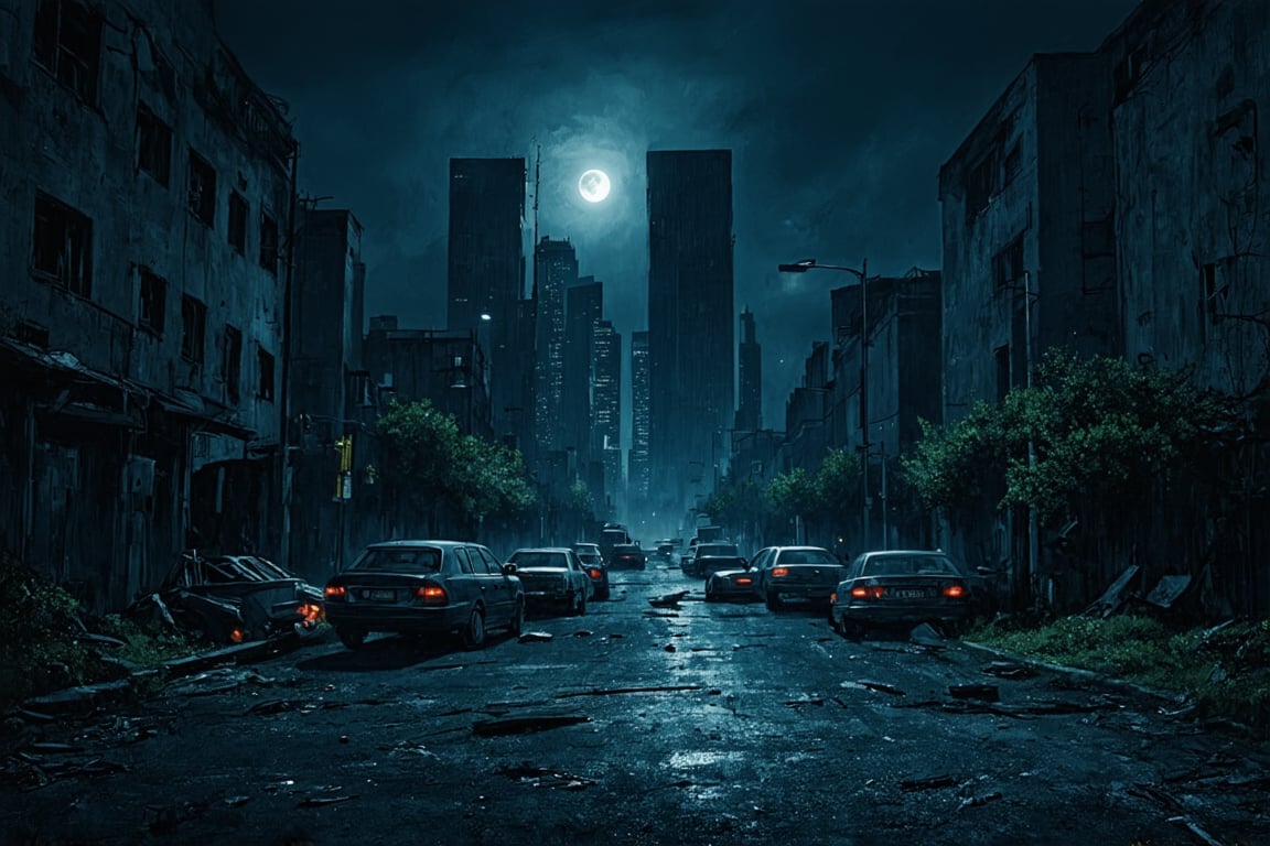 A cityscape in the dead of nig | image created by PepeTHunter | Tensor.Art