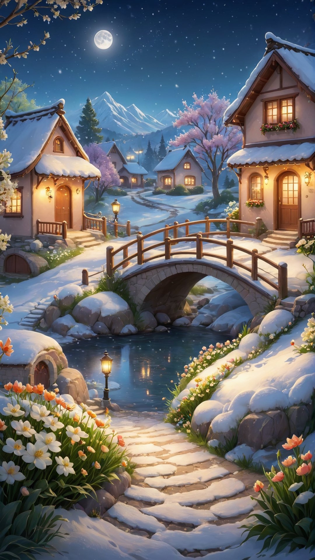 Winter snow night | image created by Grace Jian ai | Tensor.Art