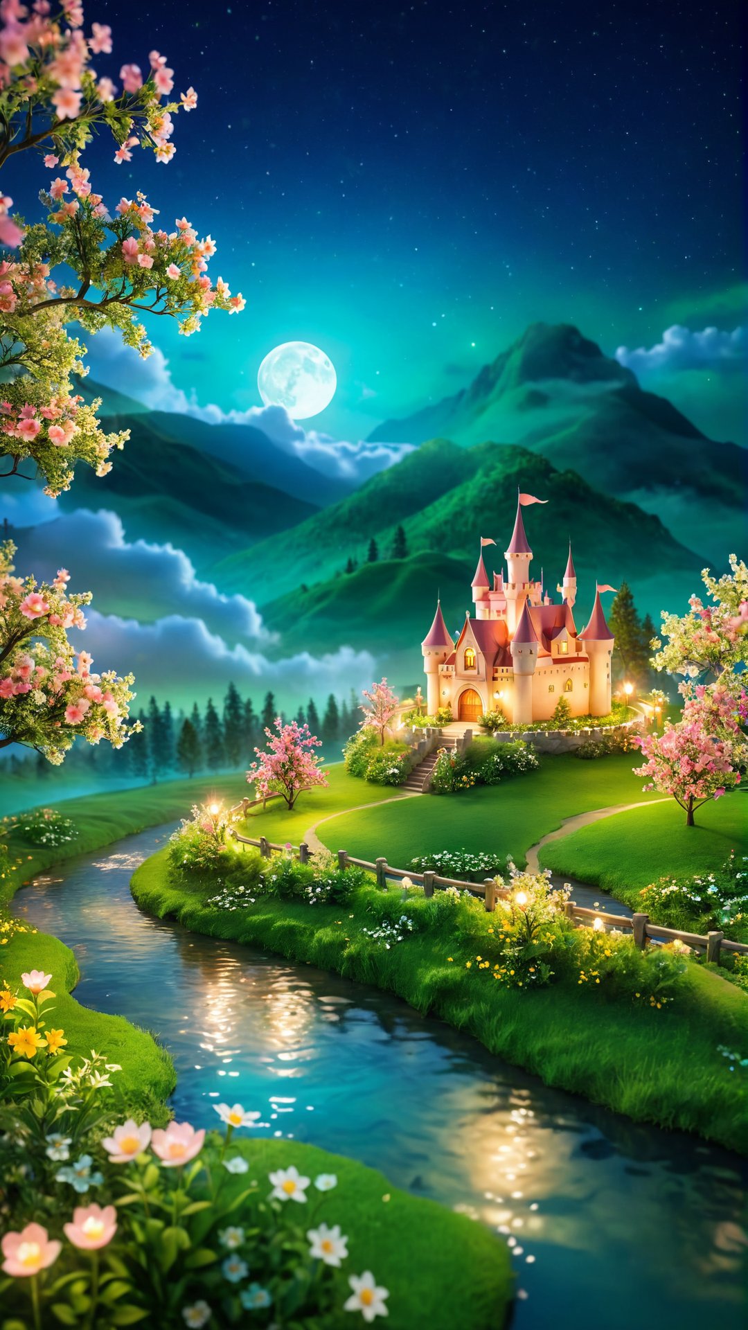 Flowers bloom scene style, Nig | image created by Grace Jian ai ...