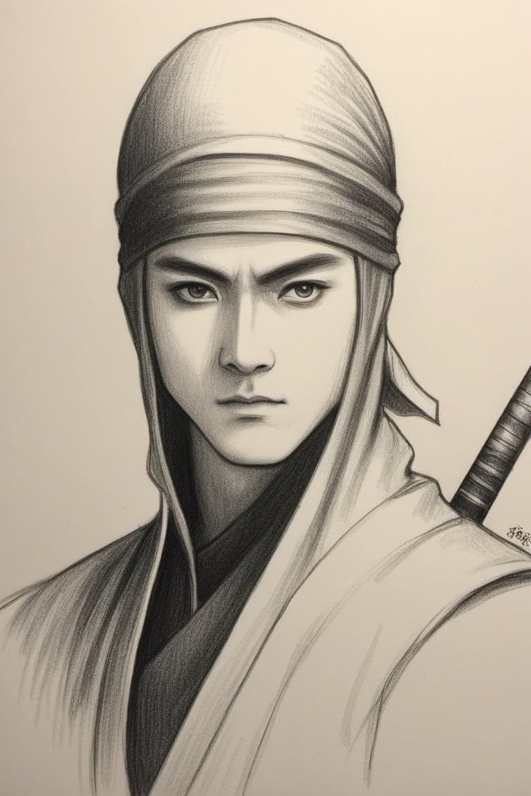 Pencil draw of a ninja | image created by Flongton | Tensor.Art