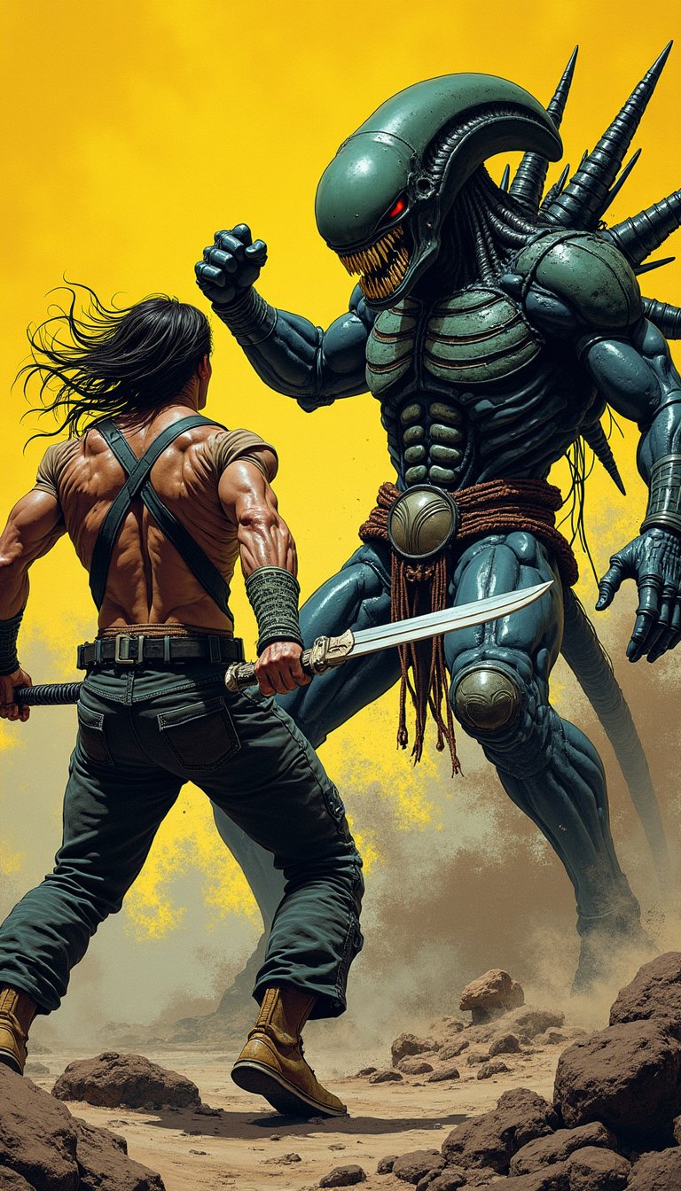 Science fiction battle | image created by doorskim | Tensor.Art