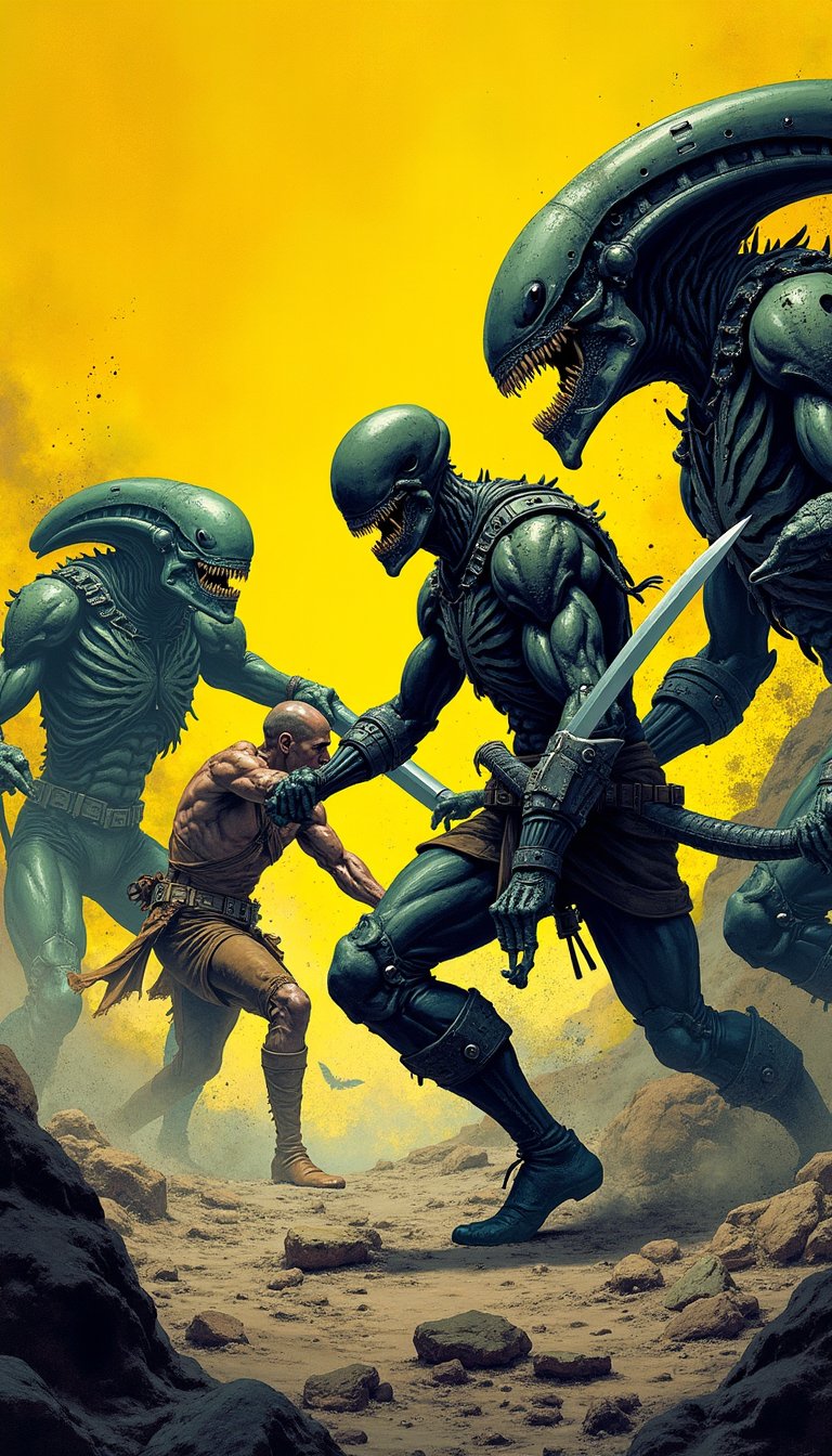 Science fiction battle | image created by doorskim | Tensor.Art