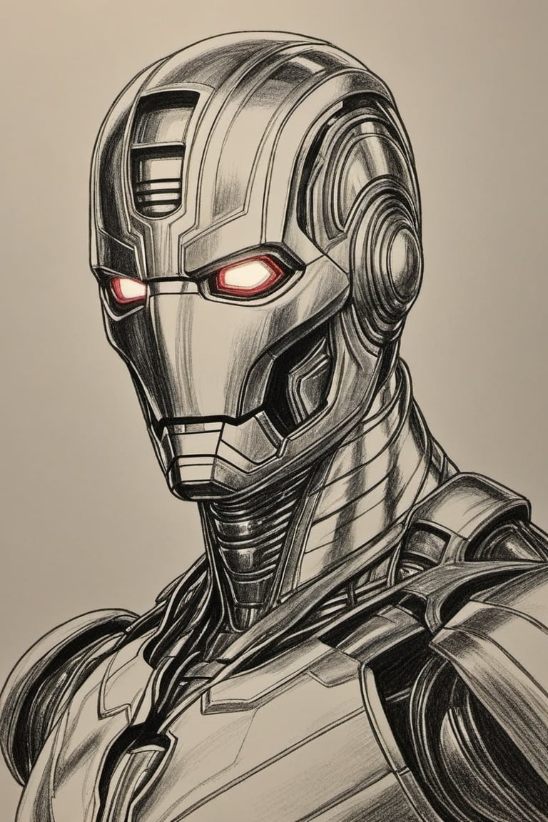 a pencil drawing of ultron fro | image created by HappyTi | Tensor.Art