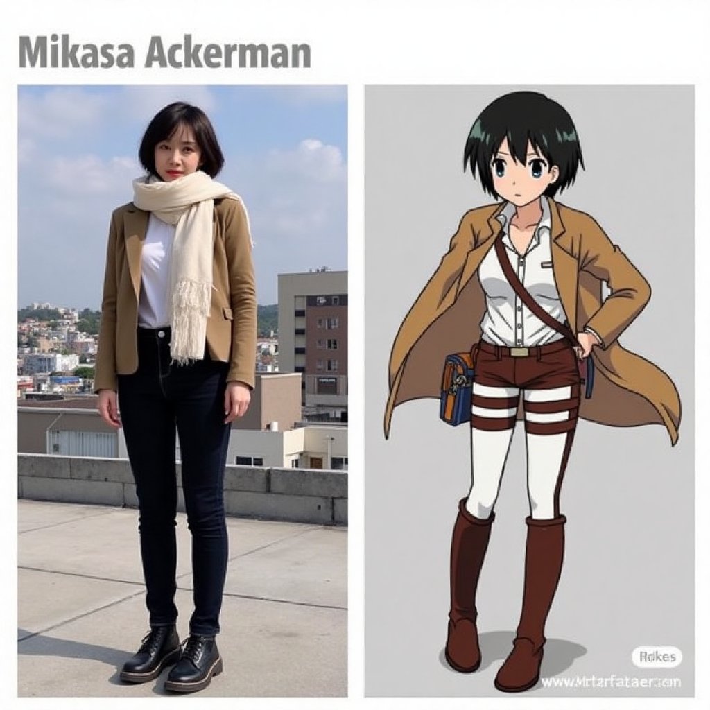 OOTD Split Image – Mikasa Acke | image created by riiwa | Tensor.Art