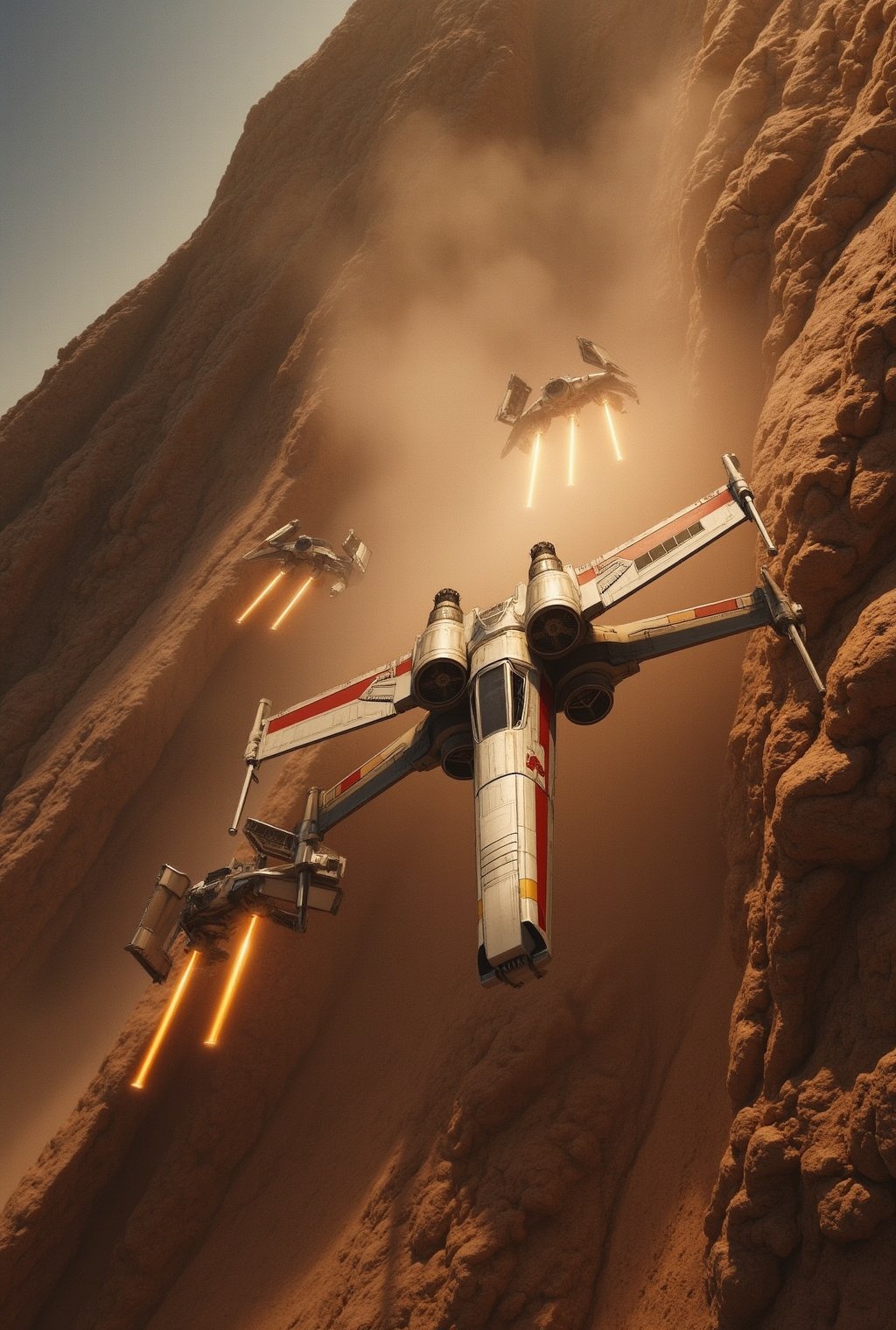 X-wing and TIE dog fighting [7 | image created by EclipseKww | Tensor.Art