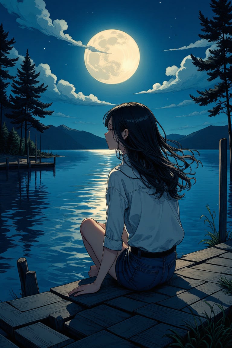 A serene moonlit scene: a - Free AI Image | Tensor.Art | Tensor.Art