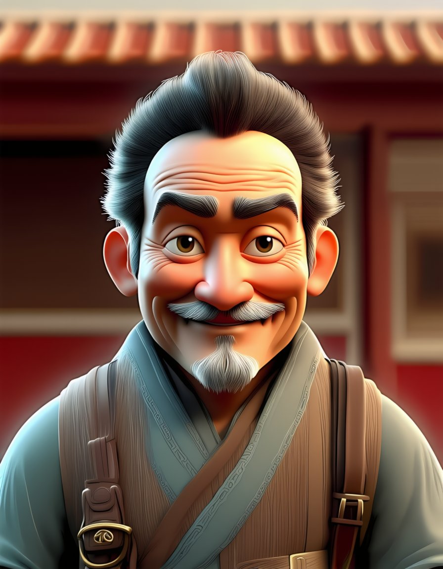 Pixar style, a Chinese man | image created by petit moine 小和尚 | Tensor.Art