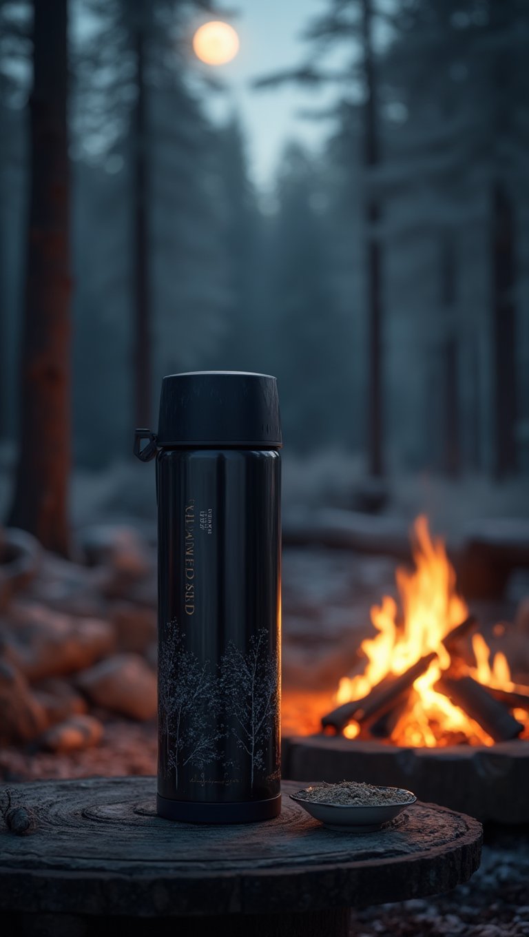 Black Class thermos, sleek met | image created by Korsow | Tensor.Art
