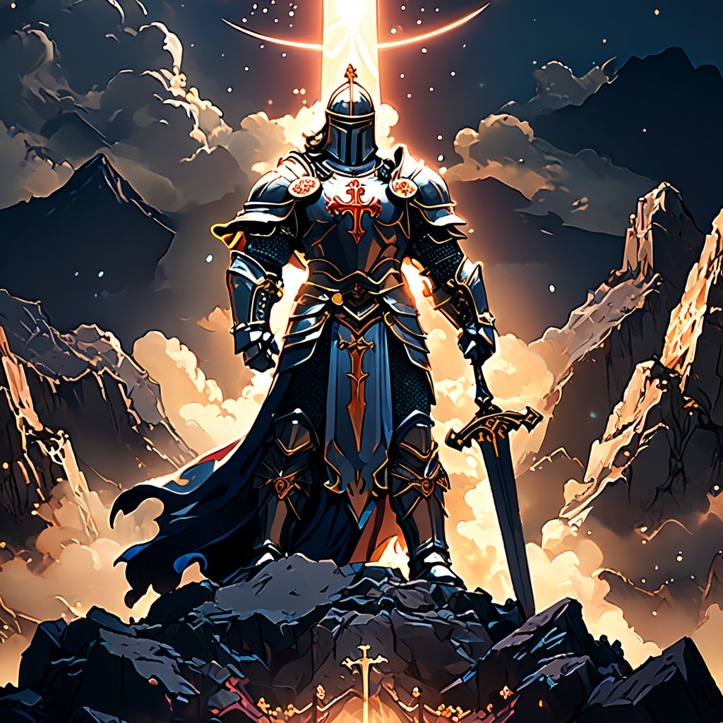 Crusader Knight on Olympian Th | image created by Korsow | Tensor.Art
