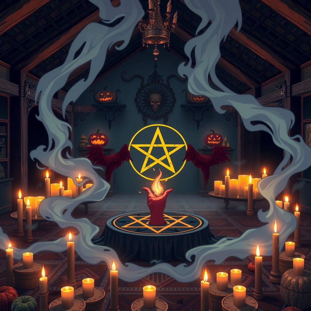 An exorcism, satanic pentagram | image created by Thỏ 🐰 | Tensor.Art