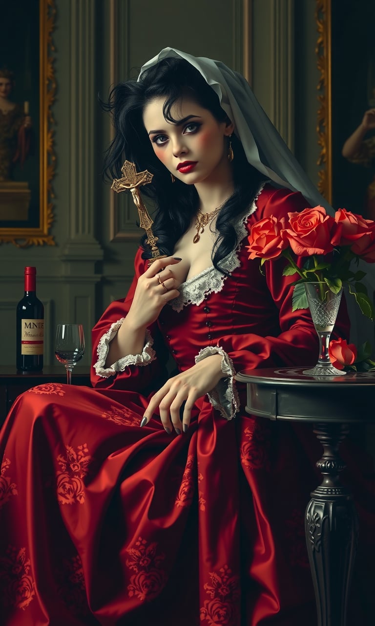 In a dimly lit palace room, a | image created by user_Pejotl2607 ...