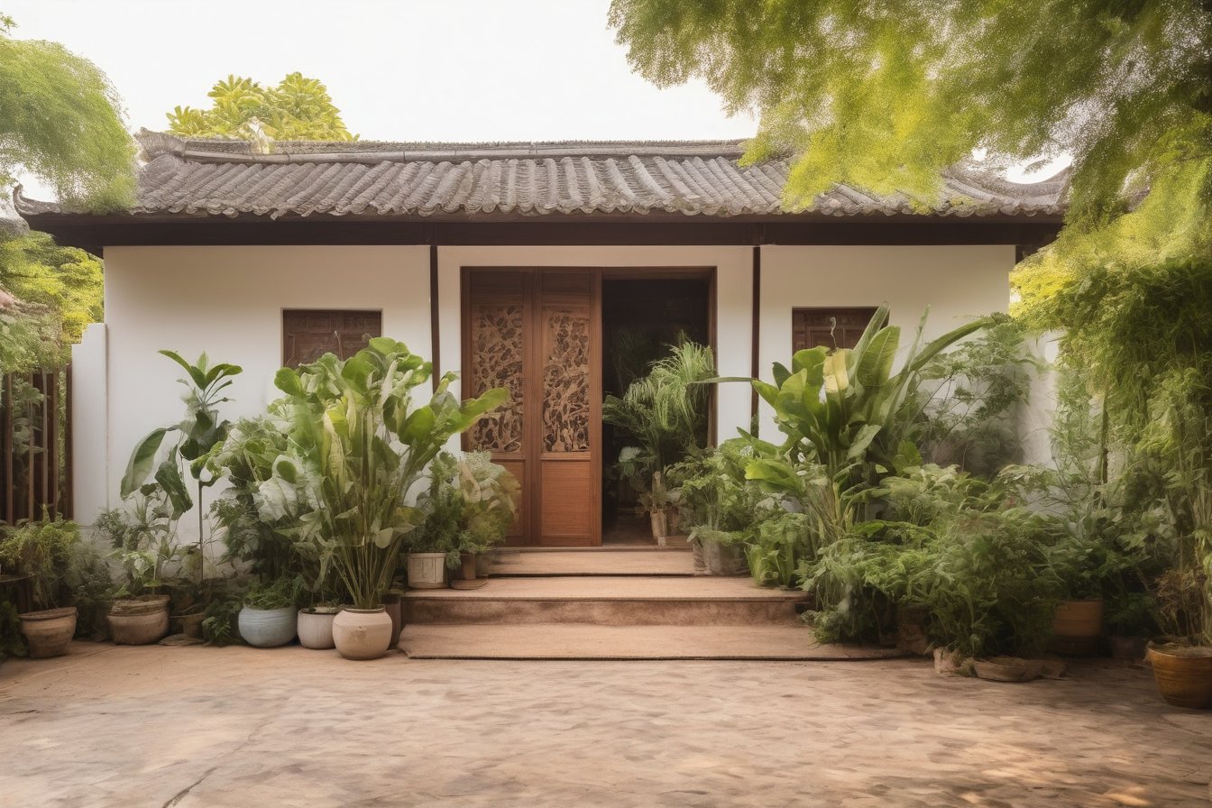 Vietnam house, backyard, noon, | image created by SuperUltraMega ...