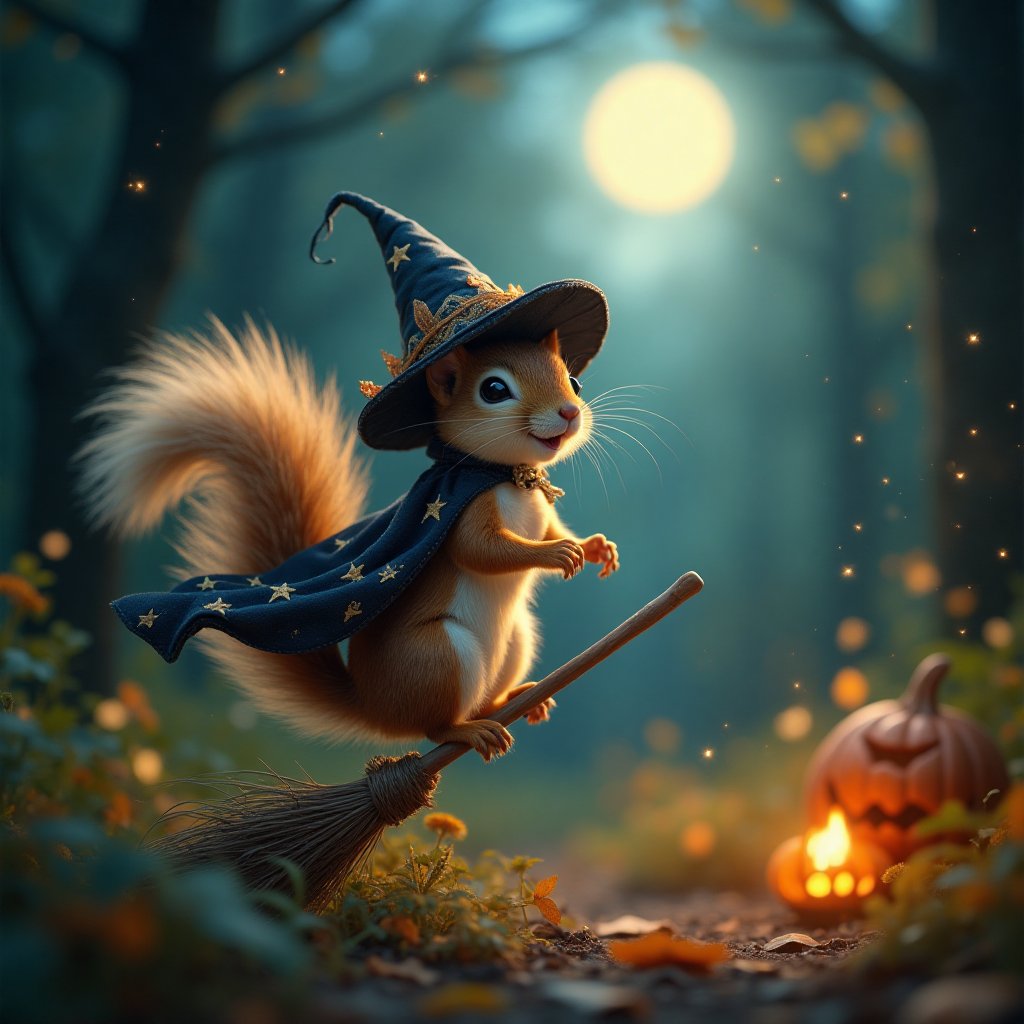 Halloween hedgehog and squirre | image created by spinat | Tensor.Art