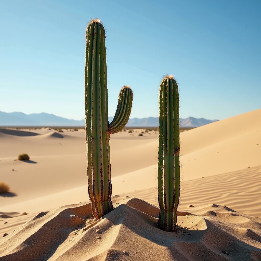 In the desert, a lone cactus s | image created by user ...