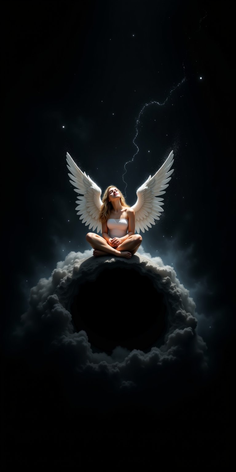 Majestic angel's serene pose: | image created by Azzeccaza | Tensor.Art