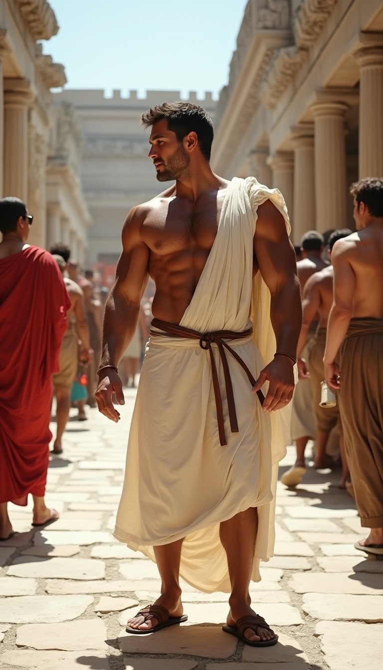 Greek citizen going about his | image created by digiart | Tensor.Art