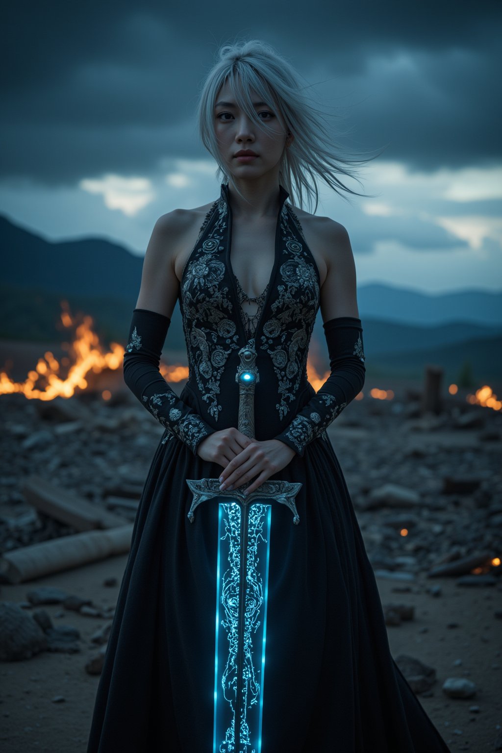 Warrior asian woman stands tal | image created by Hina Chen | Tensor.Art