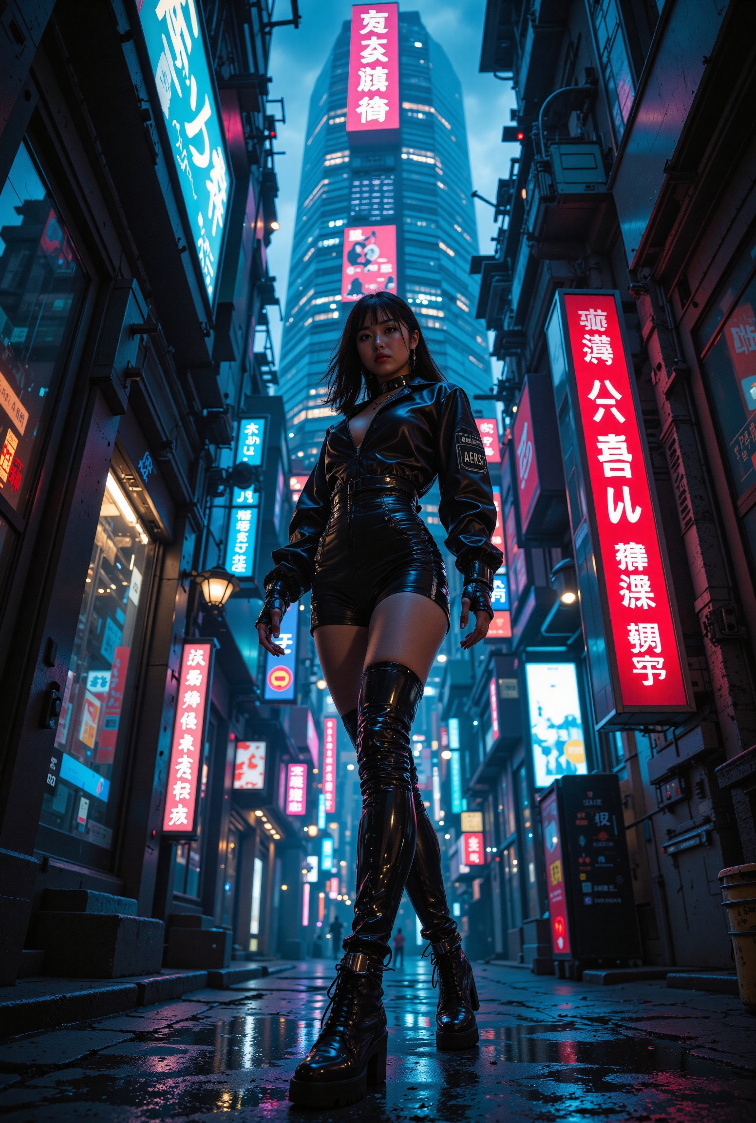 A futuristic cityscape with ne | image created by sue | Tensor.Art