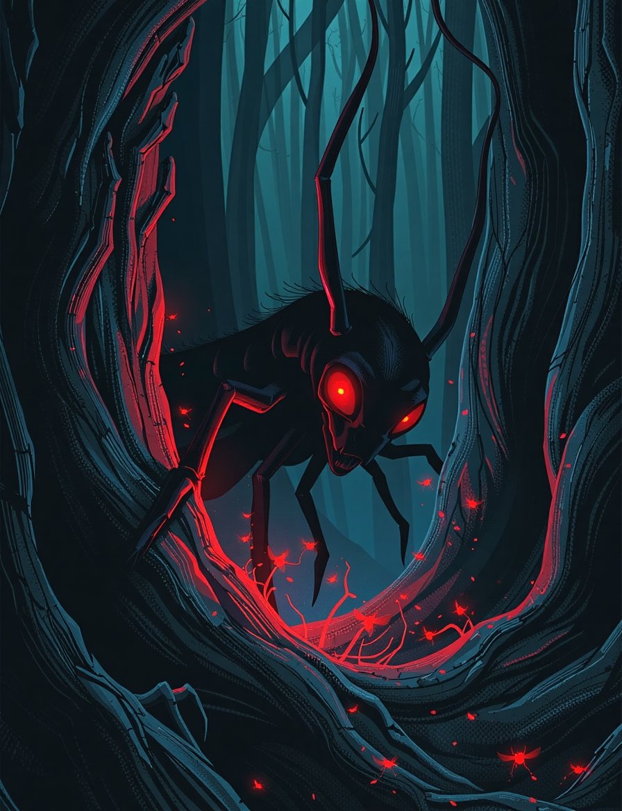 A very dark scene, 1creature, | image created by Crystalballmech ...