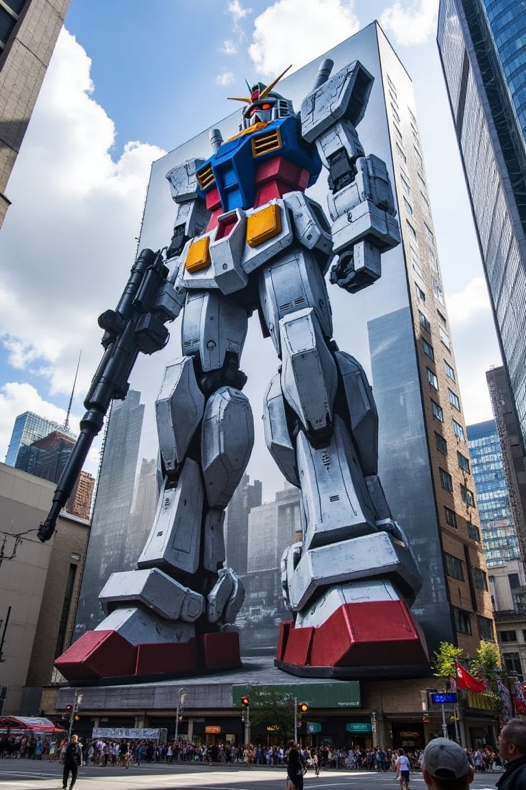 A monumental mural of a Gundam | image created by JSP | Tensor.Art