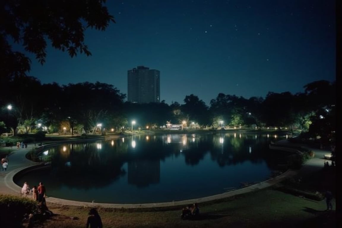 A 1990s nighttime view of Lake | image created by Fabiola | Tensor.Art