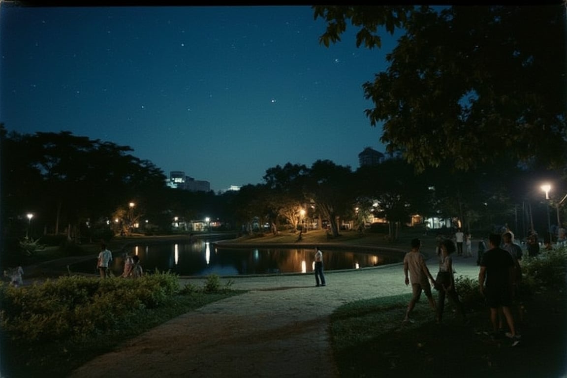 A 1990s nighttime view of Lake | image created by Fabiola | Tensor.Art
