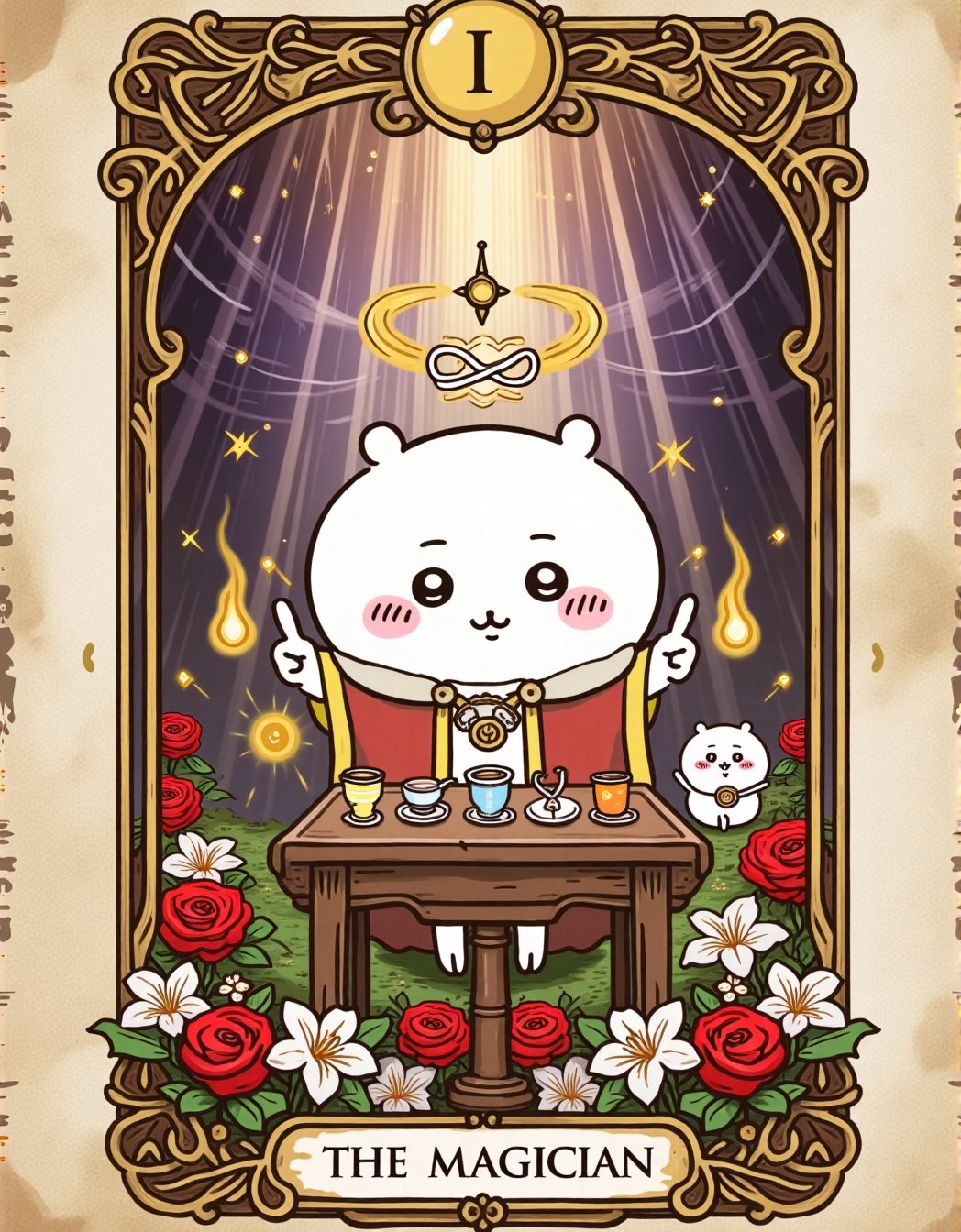 Tarot The Magician - Chiikawa | image created by NcueAul | Tensor.Art