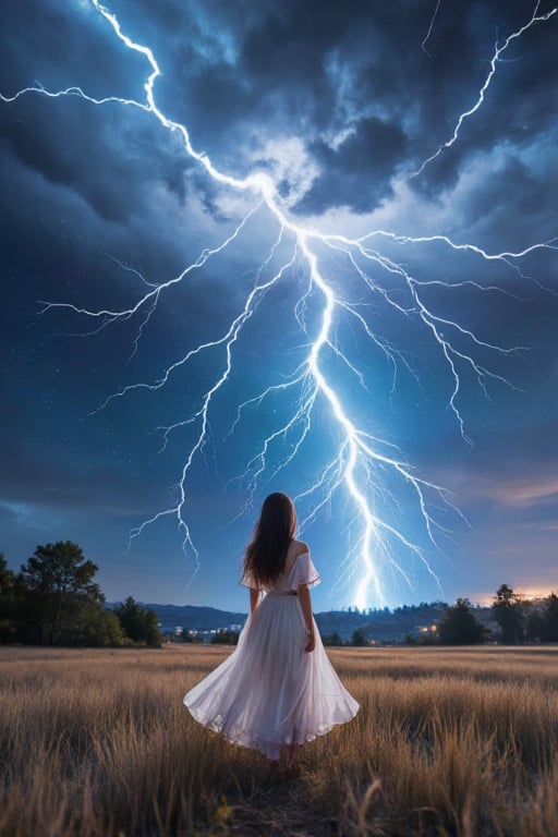 Lightning, anime girl in a fie | image created by 君に何かを与えられるなら愛しかない ...