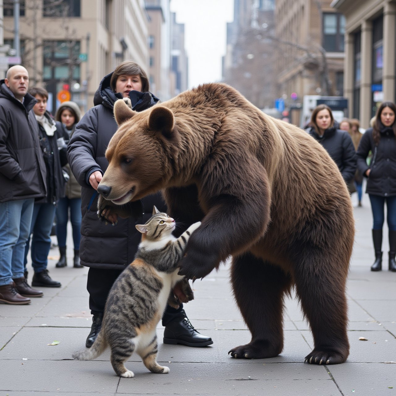 photo of a bear and a cat pla | image created by user ...