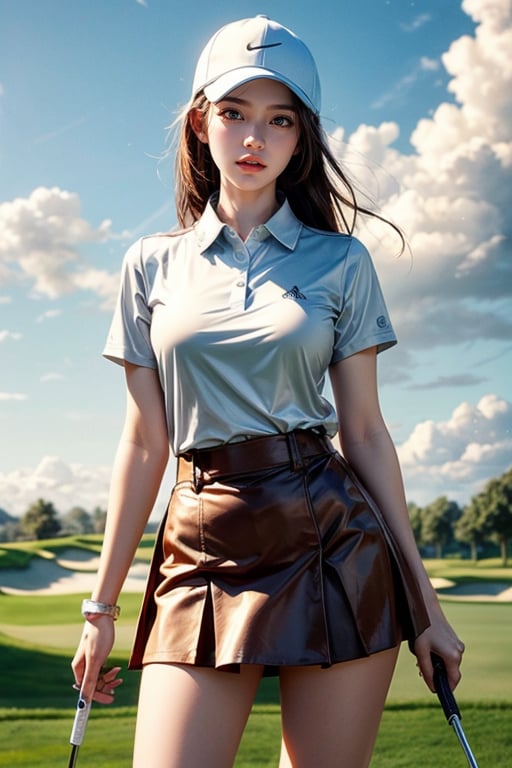 1 girl playing golf, gorgeous | image created by user ...