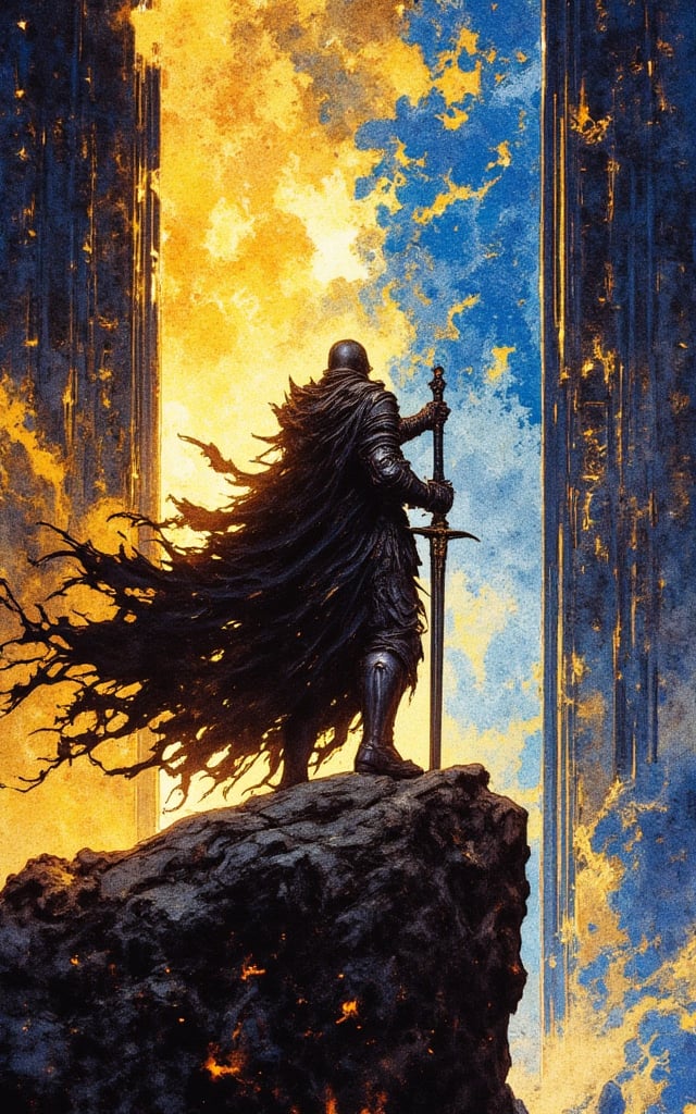 A dark, ominous knight stands | image created by johnychimpo | Tensor.Art