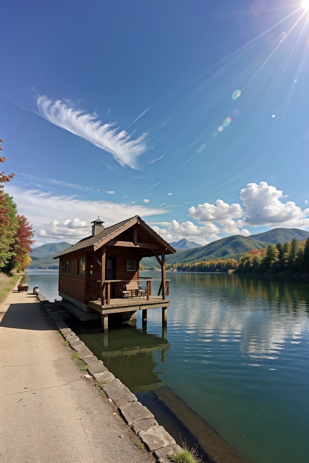 Autumn, Russian lakeside hut, | image created by user ...