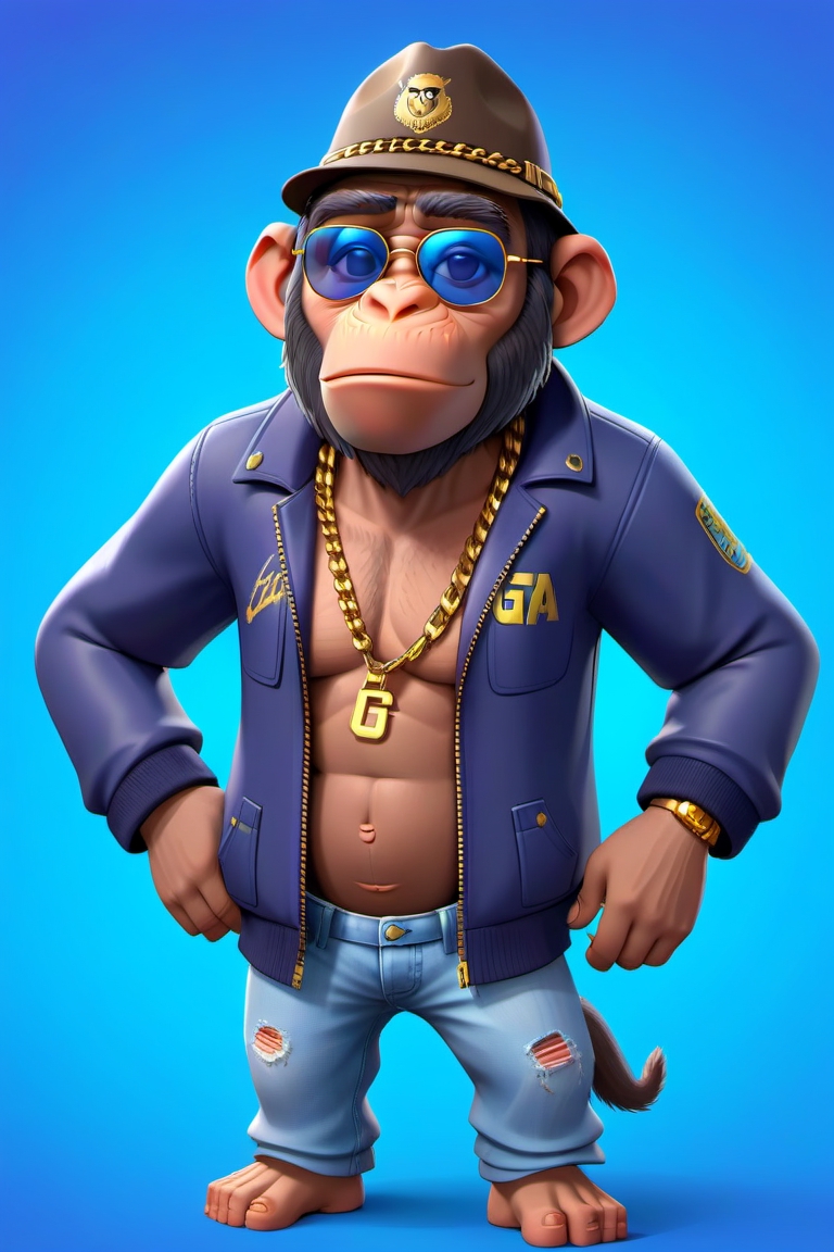 Create a 3D ape character in a | image created by Emeedice | Tensor.Art