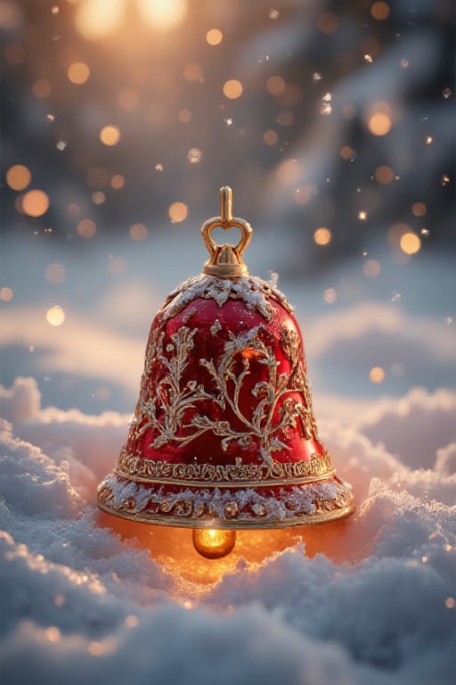 Frosted red Christmas bell res | image created by Mrcajota | Tensor.Art