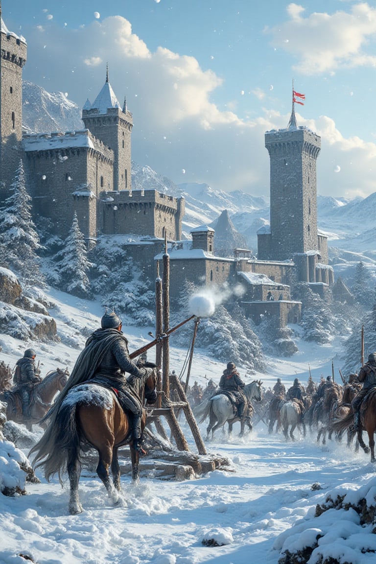"A snowball fight between knig | image created by Mrcajota | Tensor.Art